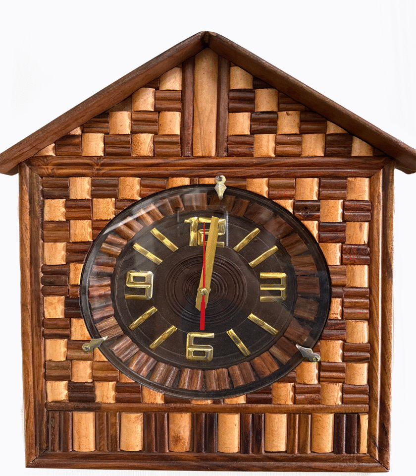 Wooden Wall Clock – Hut Shape, Handcrafted Decorative Design ...